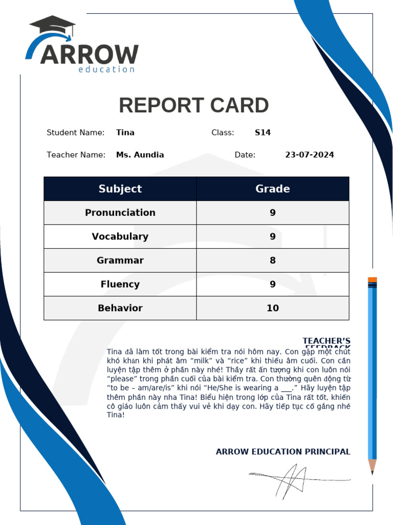 2024.07.23 S14 Tina Report Card | PDF