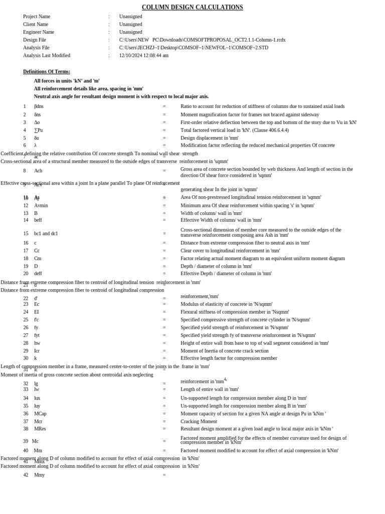 CW1 Calc | PDF | Bending | Column