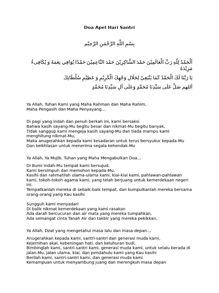 Doa Apel Hari Santri | PDF