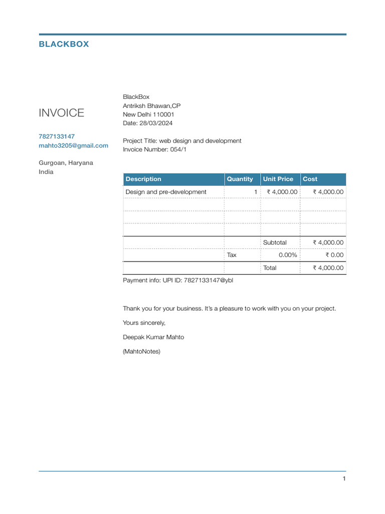 Blackbox - Invoice01 3 | PDF