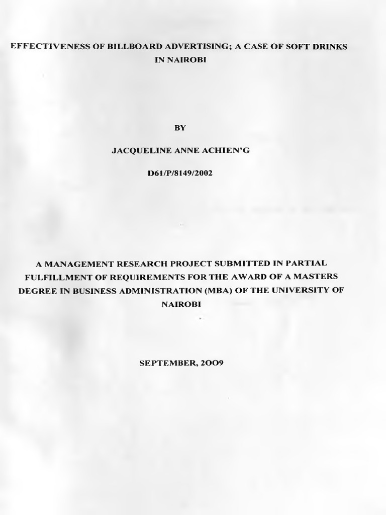 Achien'G - Effectiveness of Billboard Advertising A Case of Soft Drinks ...