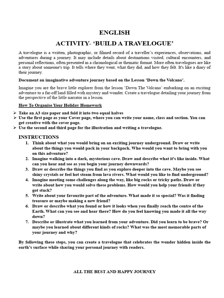 English Holiday Homework 5th | PDF | Travel Literature