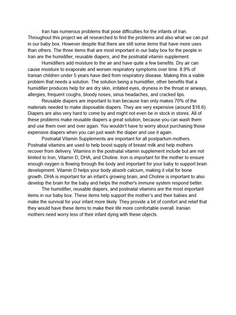 Baby Box Essay | PDF | Diaper | Postpartum Period