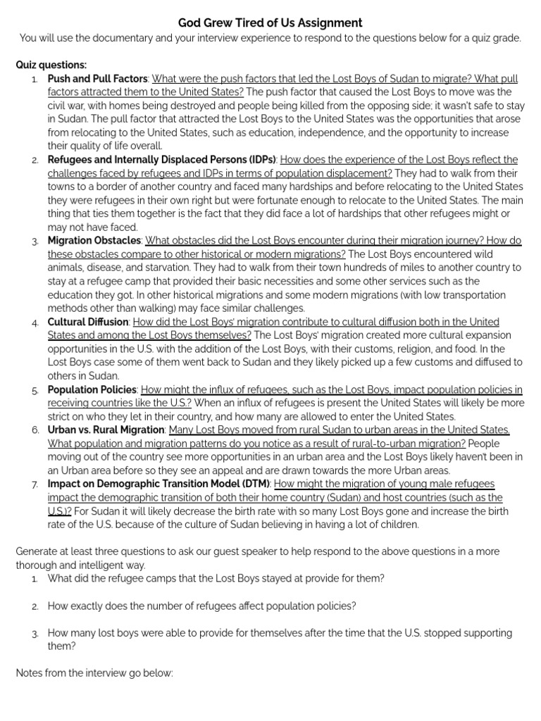 Lost Boys of Sudan Migration Analysis | PDF | Human Migration | Refugee