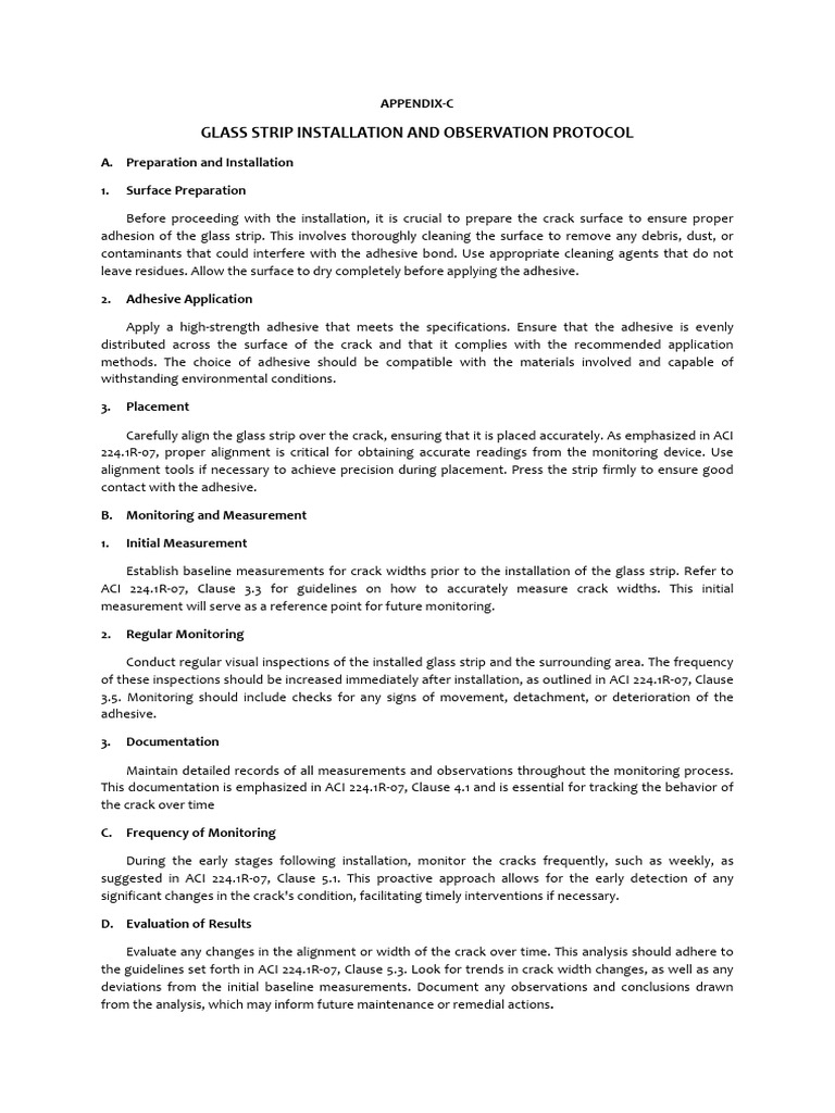 Glass Strip Installation and Observation Protocol | PDF | Adhesive ...