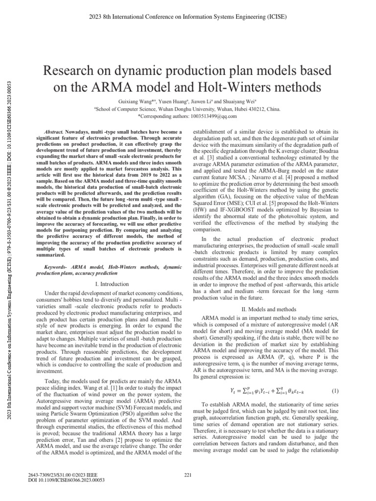 Dynamic Production Forecasting Models | PDF | Mean Squared Error ...