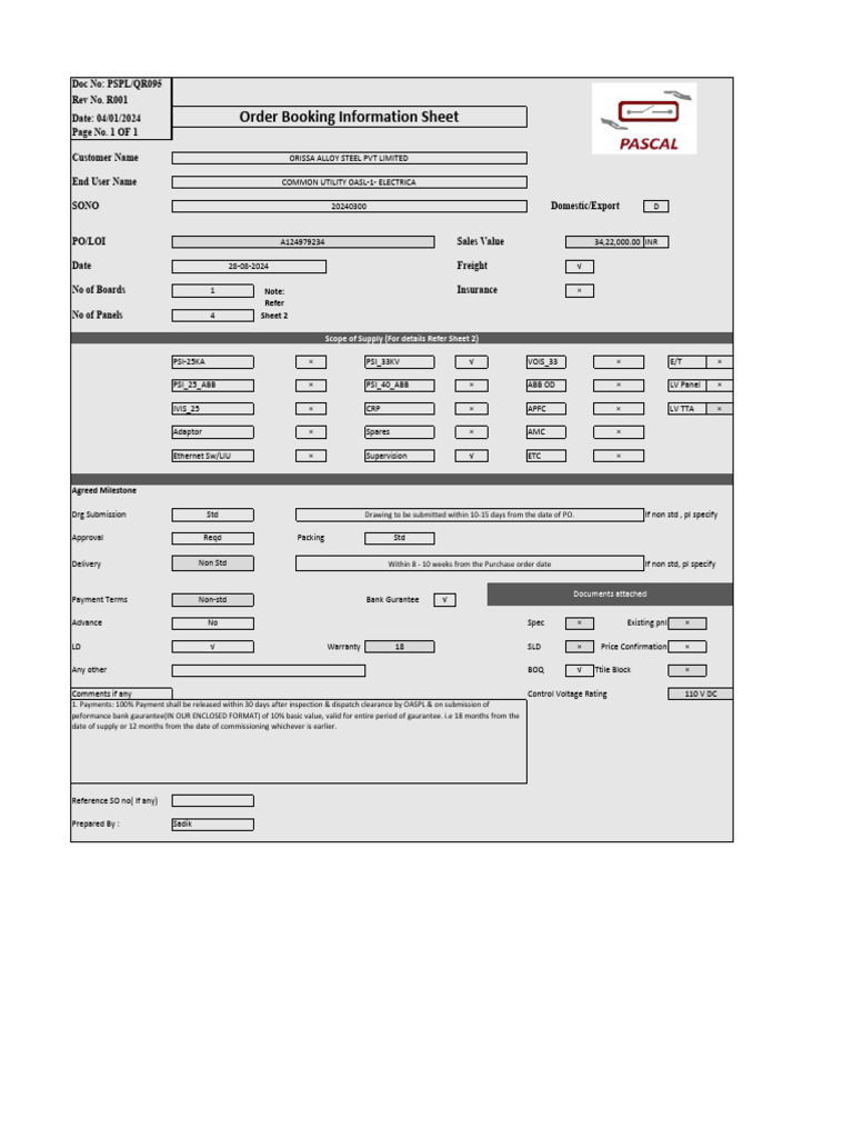 Order Information Sheet-0300 | PDF