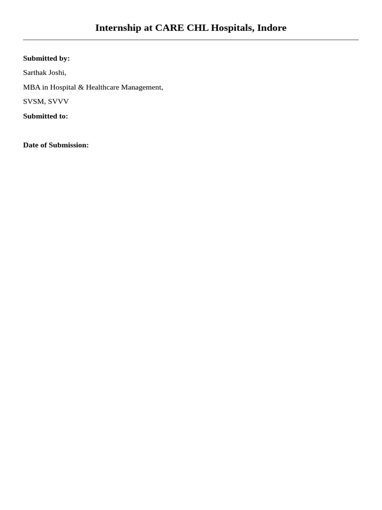 Internship at CARE CHL Hospitals | PDF | Hospital | Patient