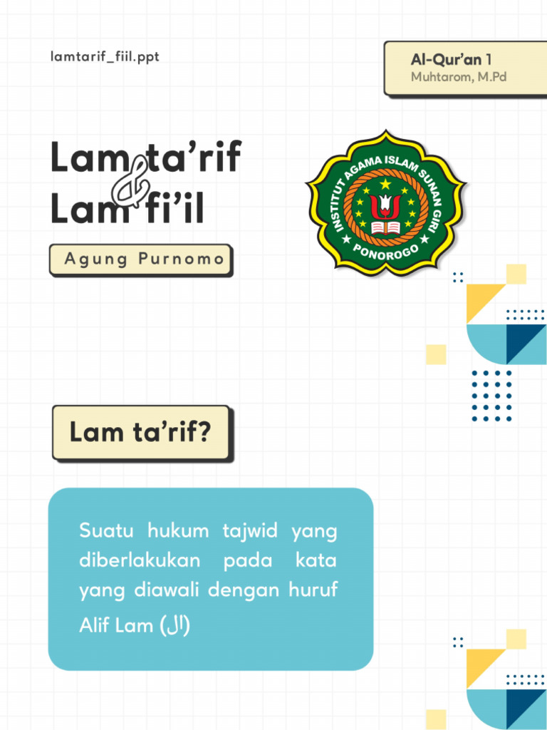 Lam Ta'rif Dan Lam Fi'il | PDF