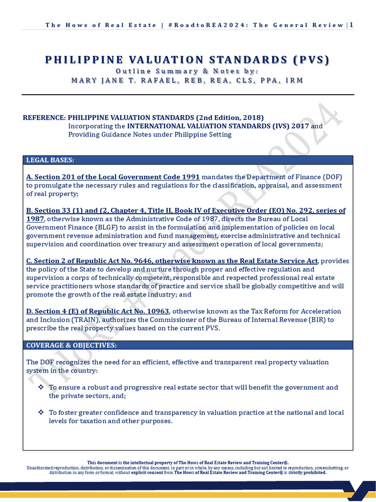 PVS Notes | PDF | Real Estate Appraisal | Market Value