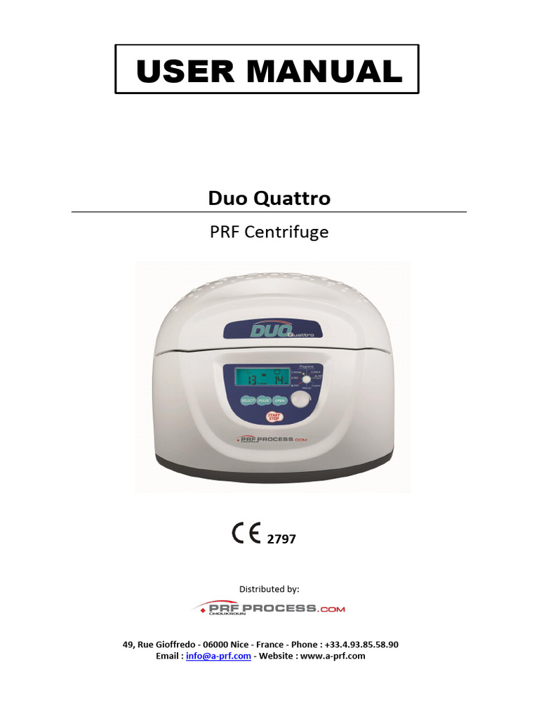 ENGLISH - IFU - PRF DUO Quattro Centrifuge - 2021 | PDF ...
