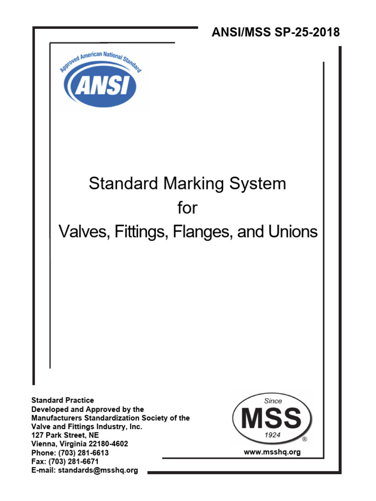 MSS SP-25 - Standard Marking System For Valves, Fittings, Flanges, and ...