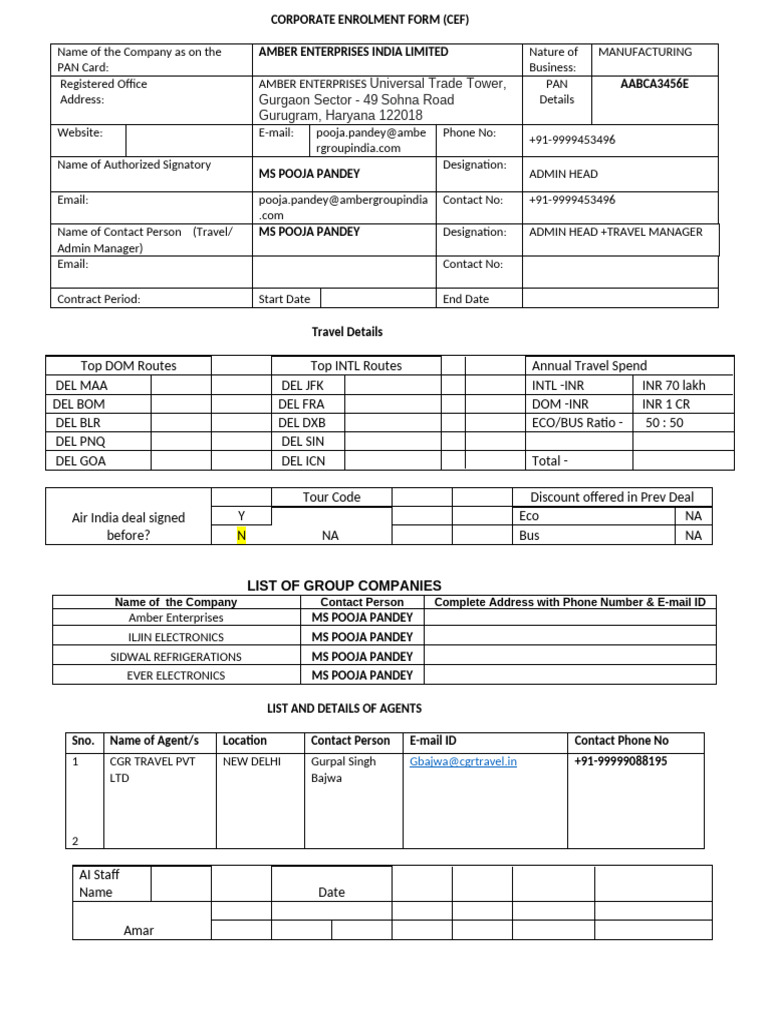 Corporate Enrolment Form | PDF