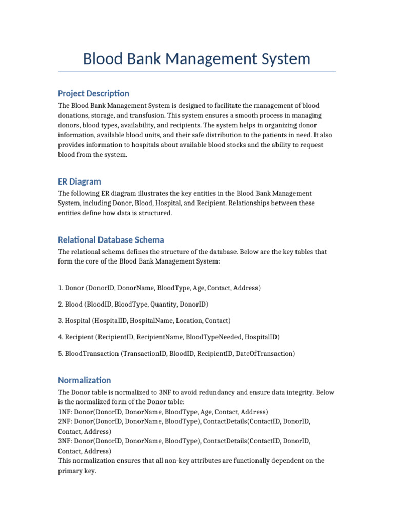 Blood Bank Management System Guide | PDF | Databases | Blood Type