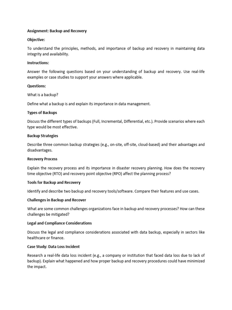 Assignment | PDF | Disaster Recovery | Backup