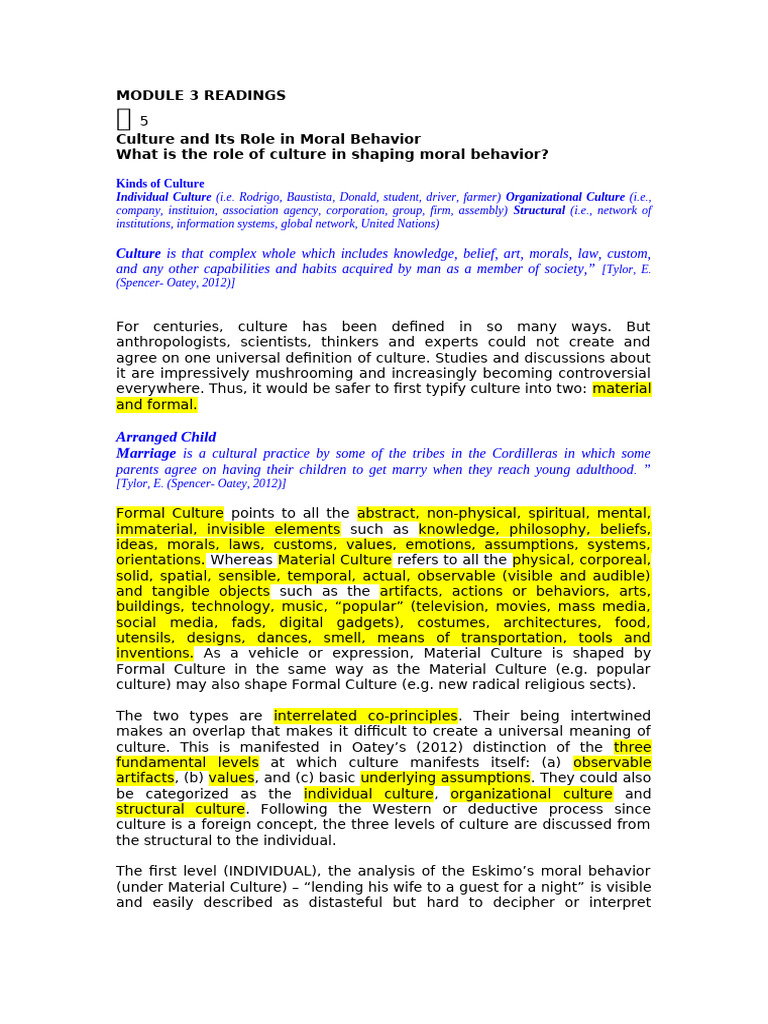 Module 3 - Annotated | PDF | Morality | Social Psychology