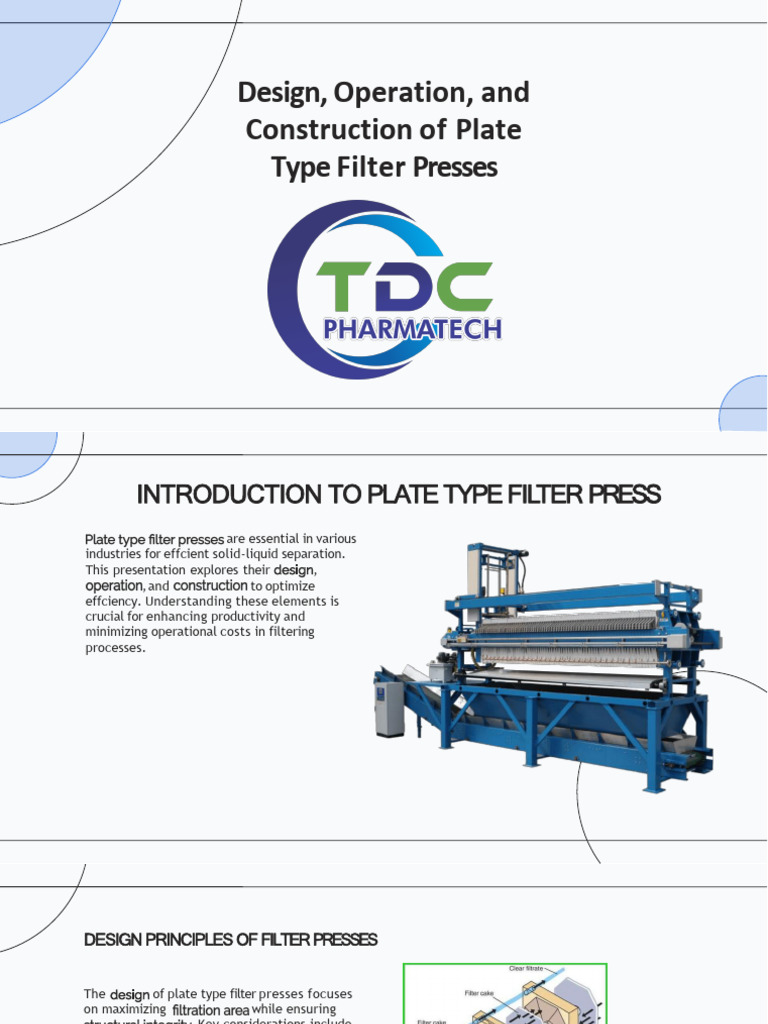 Design Operation and Construction of Plate Type Filter Presses | PDF