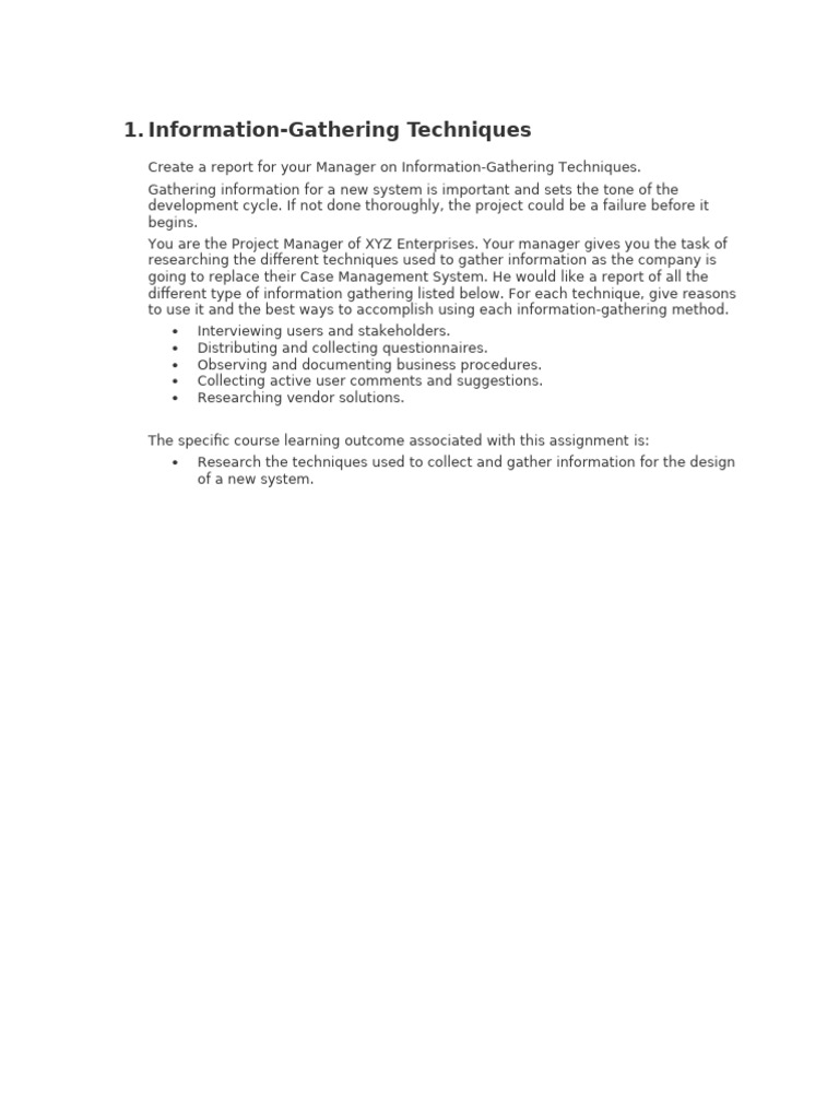 Information Gathering Techniques | PDF