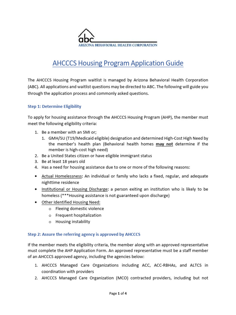 AHCCCS-Housing-Program-Application-Guide_Updated-3.18.24 | PDF | Identity Document
