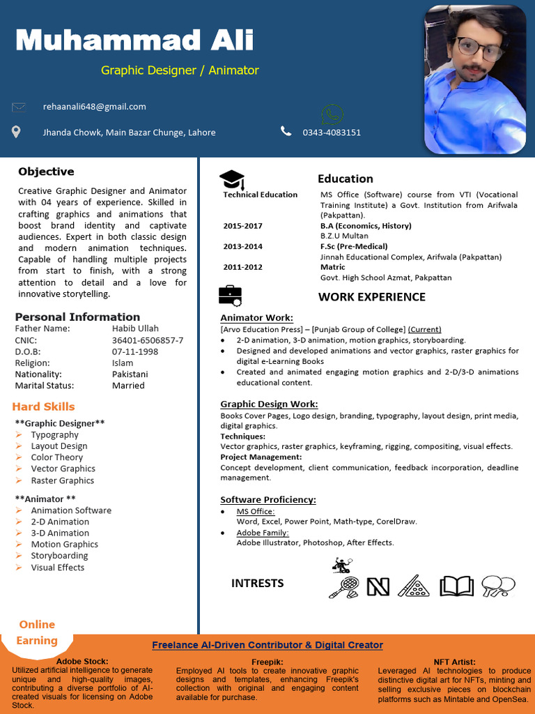 Muhammad Ali: Graphic Designer / Animator | PDF | Graphics | Graphic Design