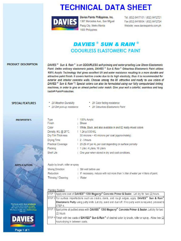 DAVIES ELASTOMERIC PAINT - TDS | PDF