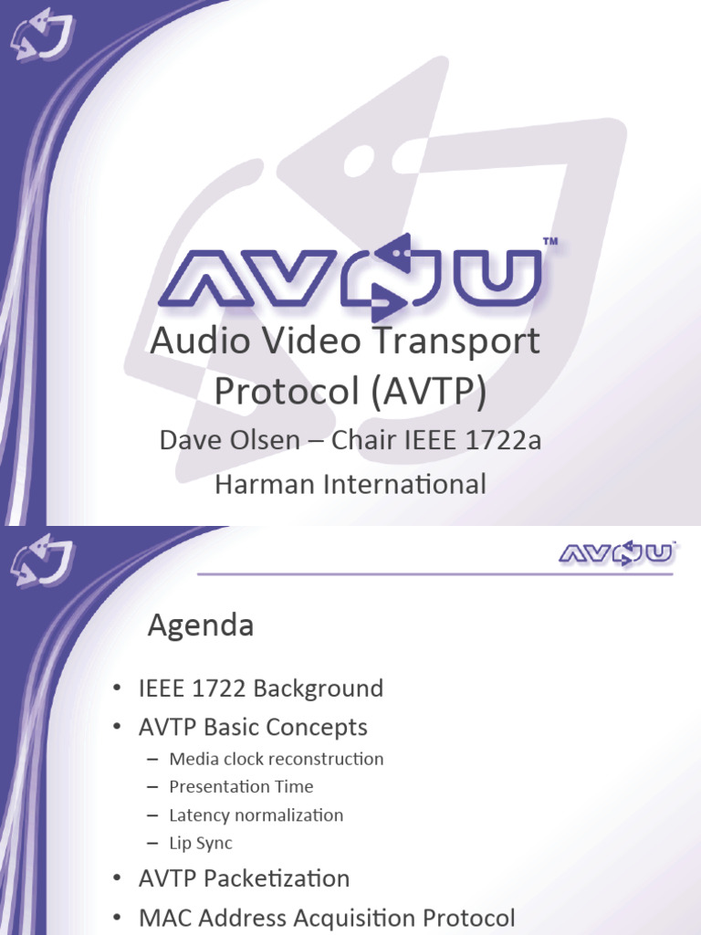 AVnu AAA2C Audio Video Transport Protocol AVTP Dave Olsen | PDF ...
