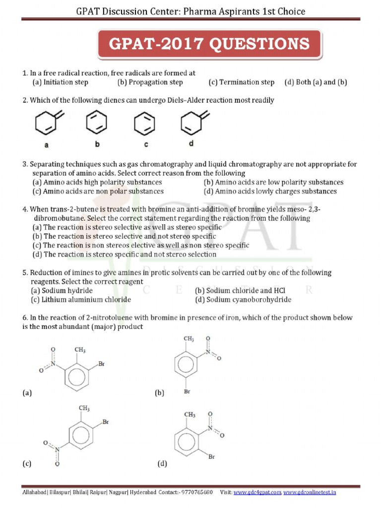 Gpat - 2017 Question Paper | PDF