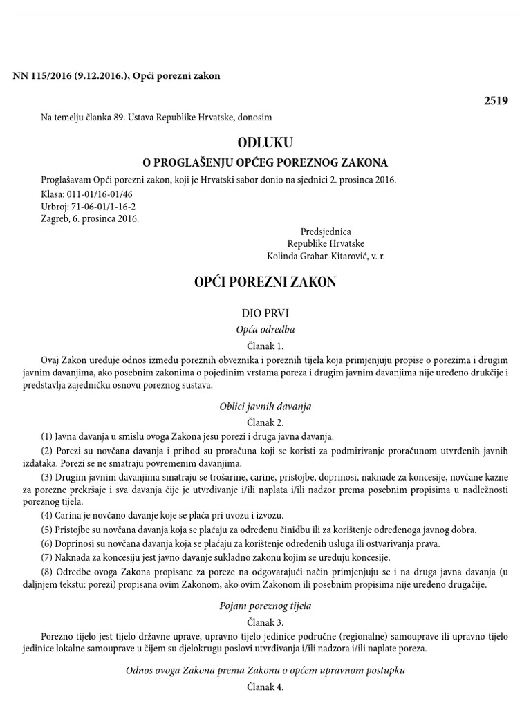 Opći Porezni Zakon | PDF