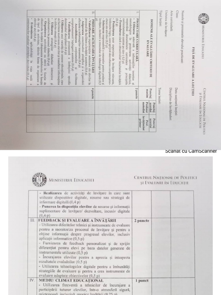 Fisa de Evaluare A Lectiei | PDF