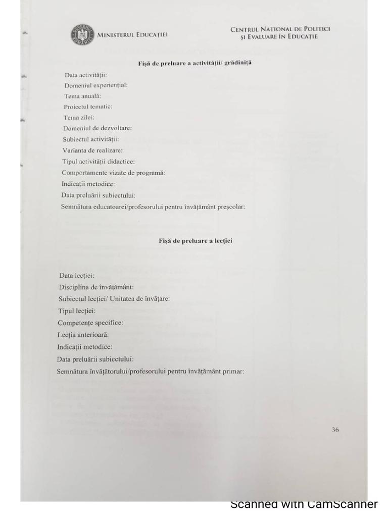 Fisa de Preluare A Activității Sau Lectiei | PDF
