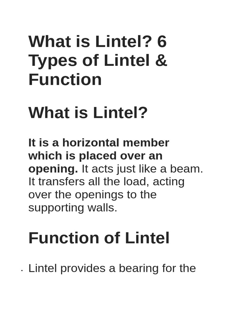 Understanding Lintel Functions and Types | PDF | Concrete | Reinforced ...