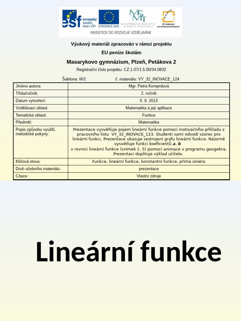 Linearni Funkce | PDF