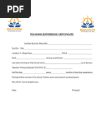Medium of Instruction Certificate Format | PDF