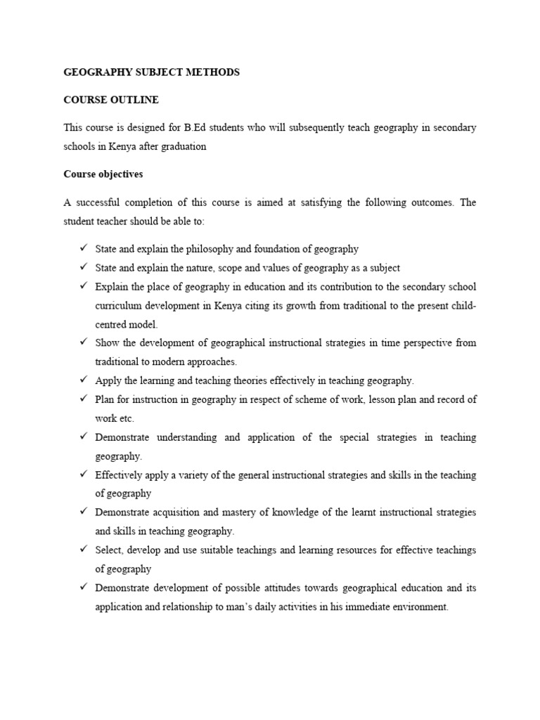 GEOGRAPHY SUBJECT METHODS (1) | PDF | Geography | Curriculum