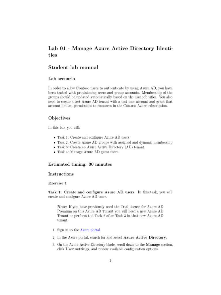 LAB_01-Manage_Azure_AD_Identities | PDF | Active Directory | User (Computing)