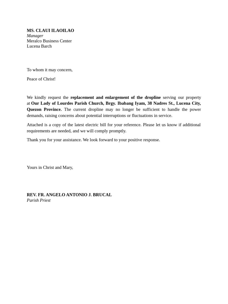 Meralco Letter | PDF