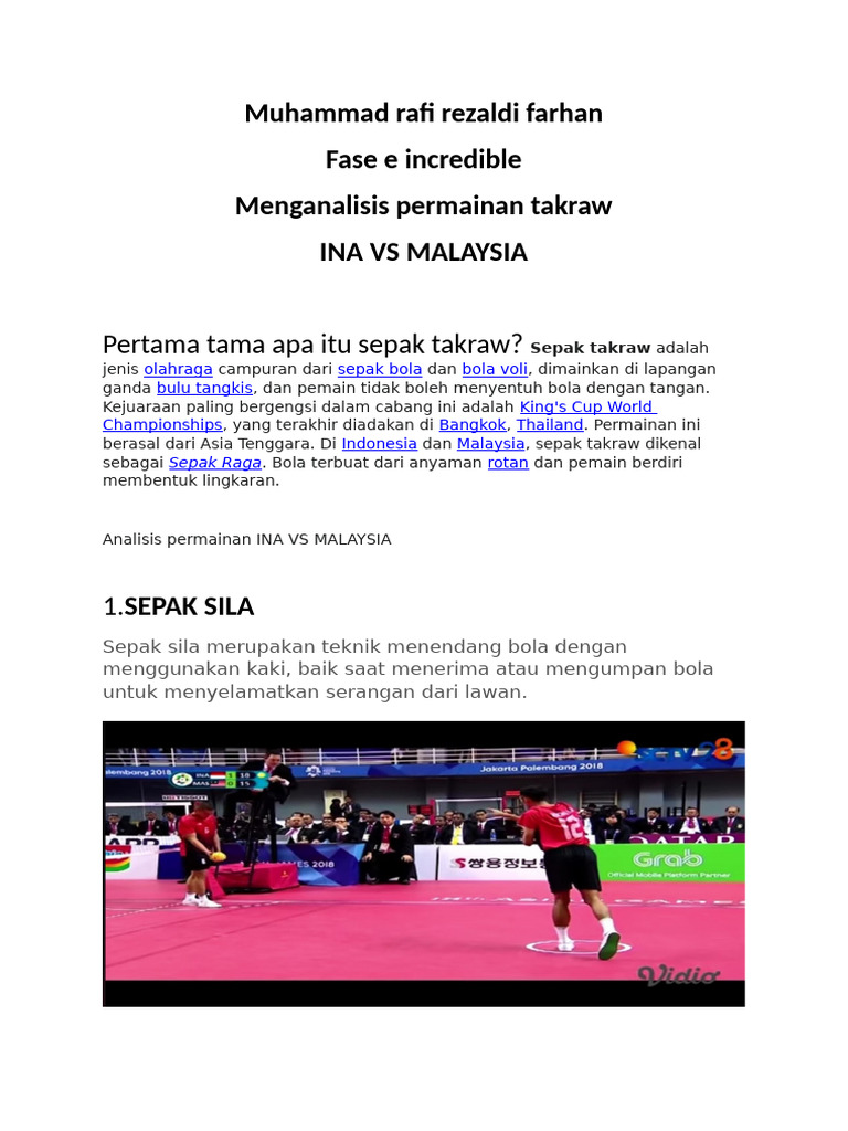 Pjok Sepak Takraw Muhammad Rafi Rezaldi Farhan | PDF
