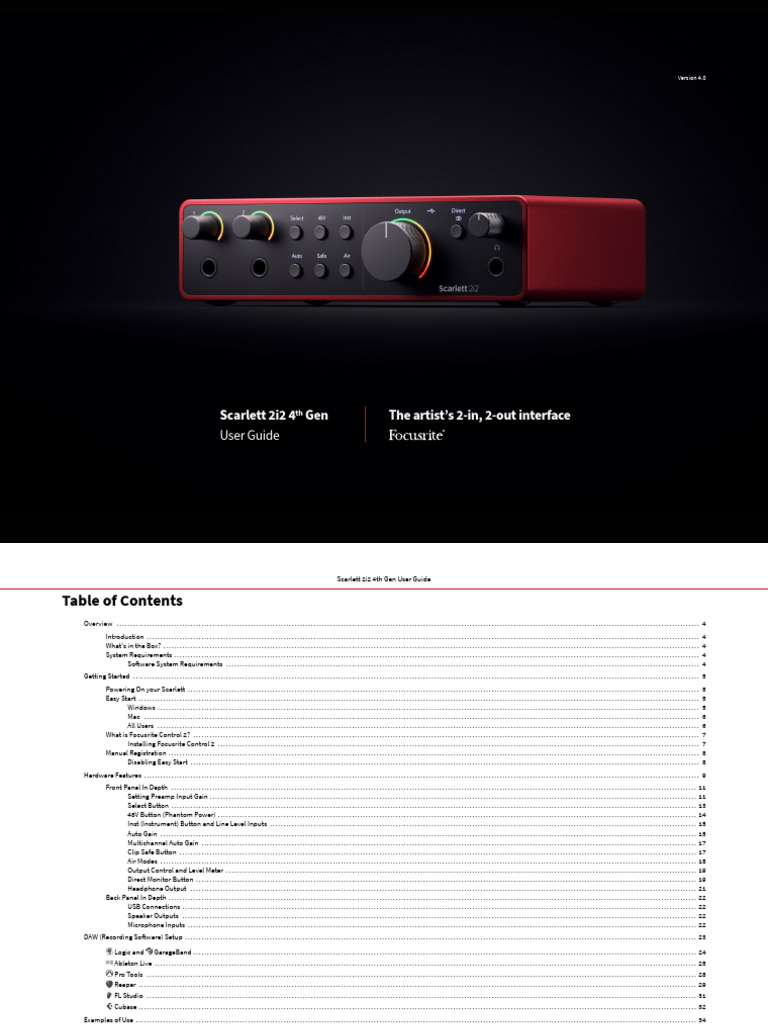 Scarlett 2i2 4th Gen User Guide | PDF | Icon (Computing) | System Software