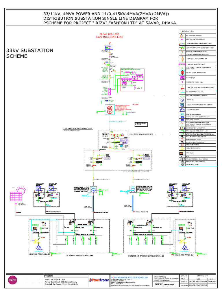 33KV 4 MVA Substation Single Line Diagram For Project Rizvi Fashion LTD ...