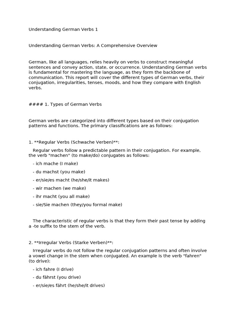 Understanding German Verbs 1 | PDF | Grammatical Tense | Syntax