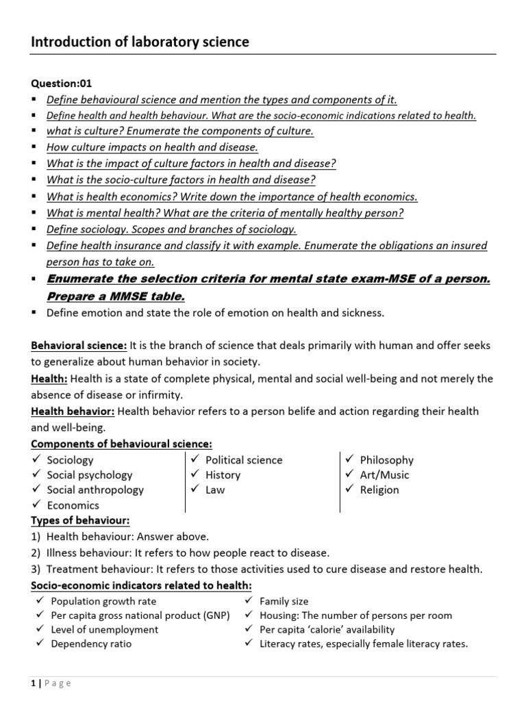 BSC - Introduction of Laboratory Science | PDF | Obsessive–Compulsive Disorder | Personal ...