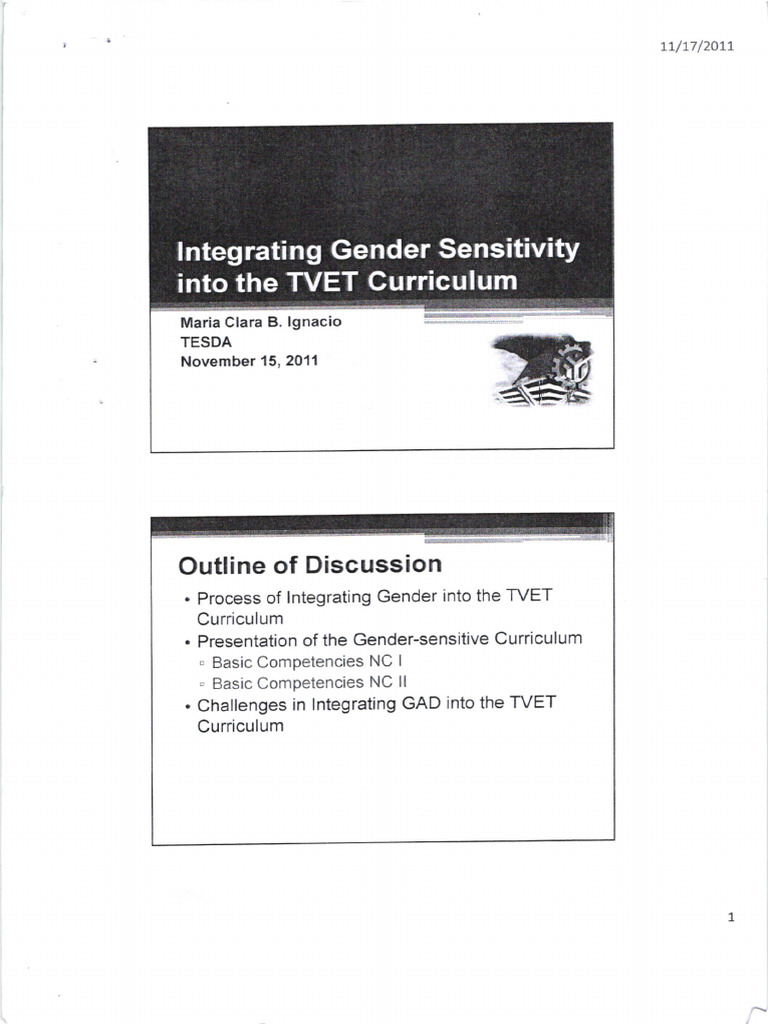 Integrating Gender Sensitivity in TVET Curriculum | PDF | Food Science ...