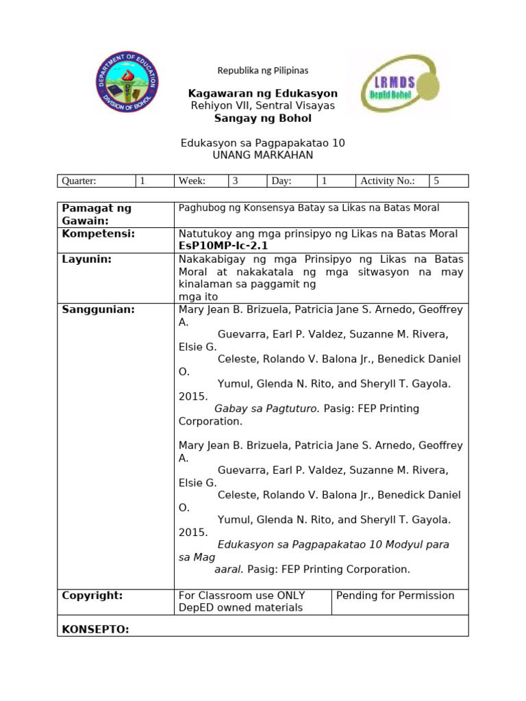 Week3_EsP10_Q1_LAS_Day1-2 | PDF