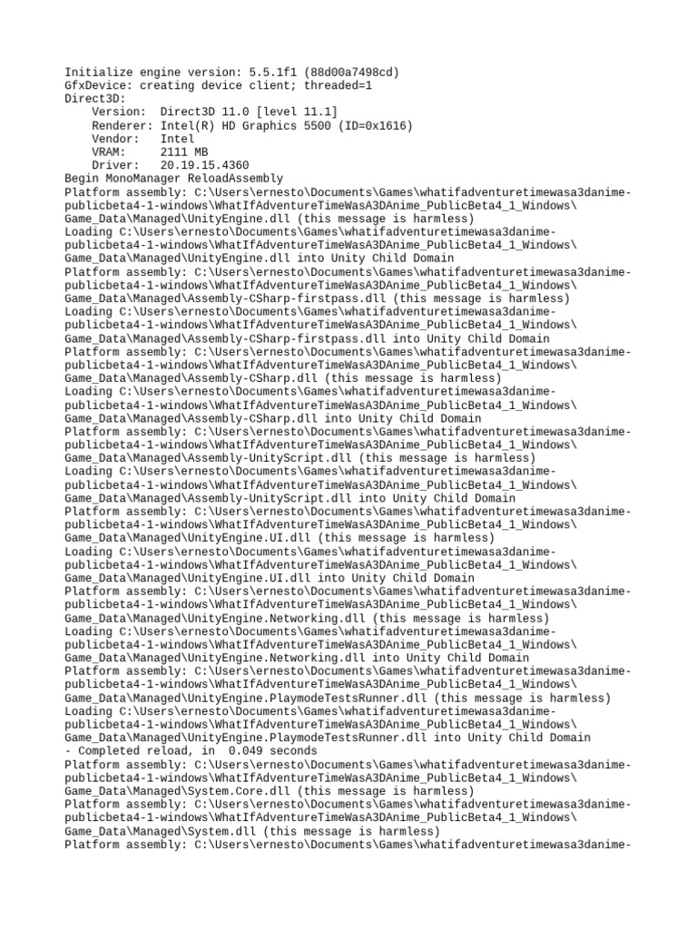 Unity Game Initialization Log | PDF | Filename | Computer Science