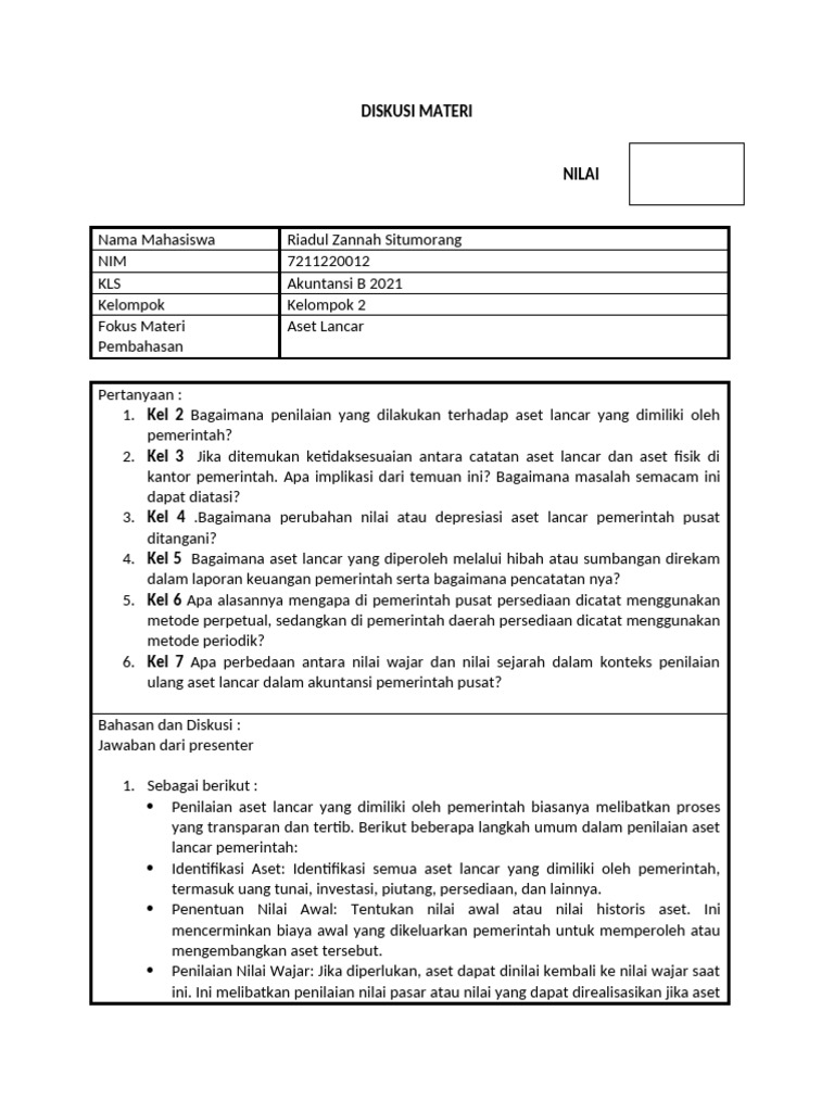 Notulensi Pertemuan Materi Ke-1 | PDF