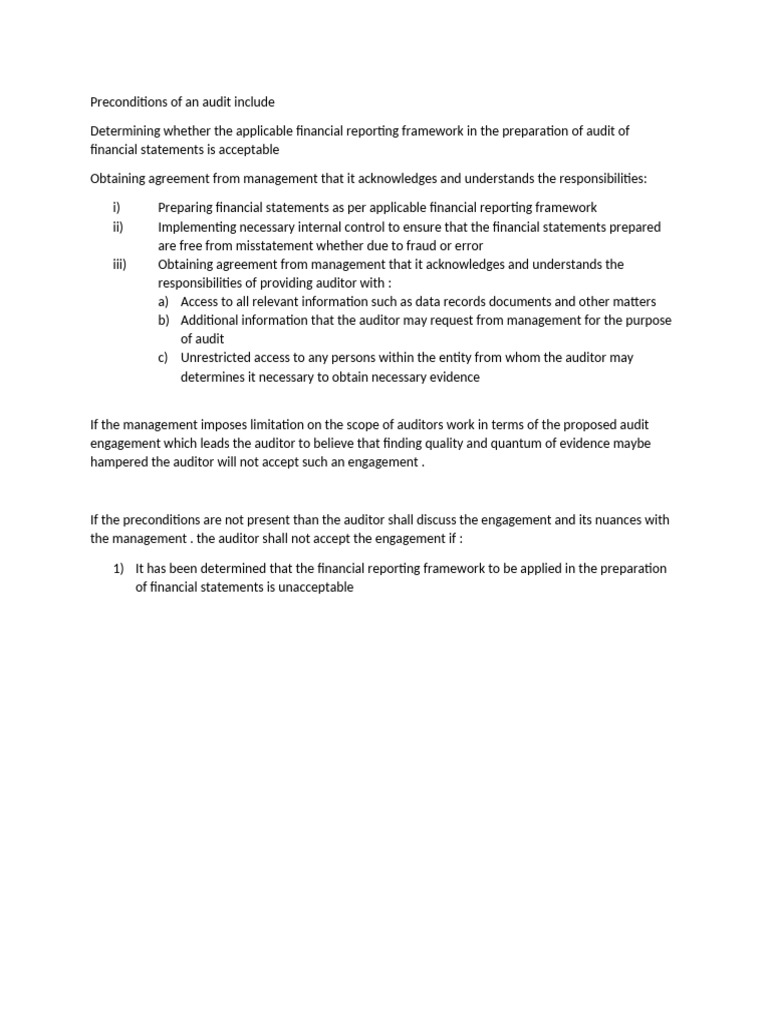 Preconditions of An Audit Include | PDF | Technology & Engineering