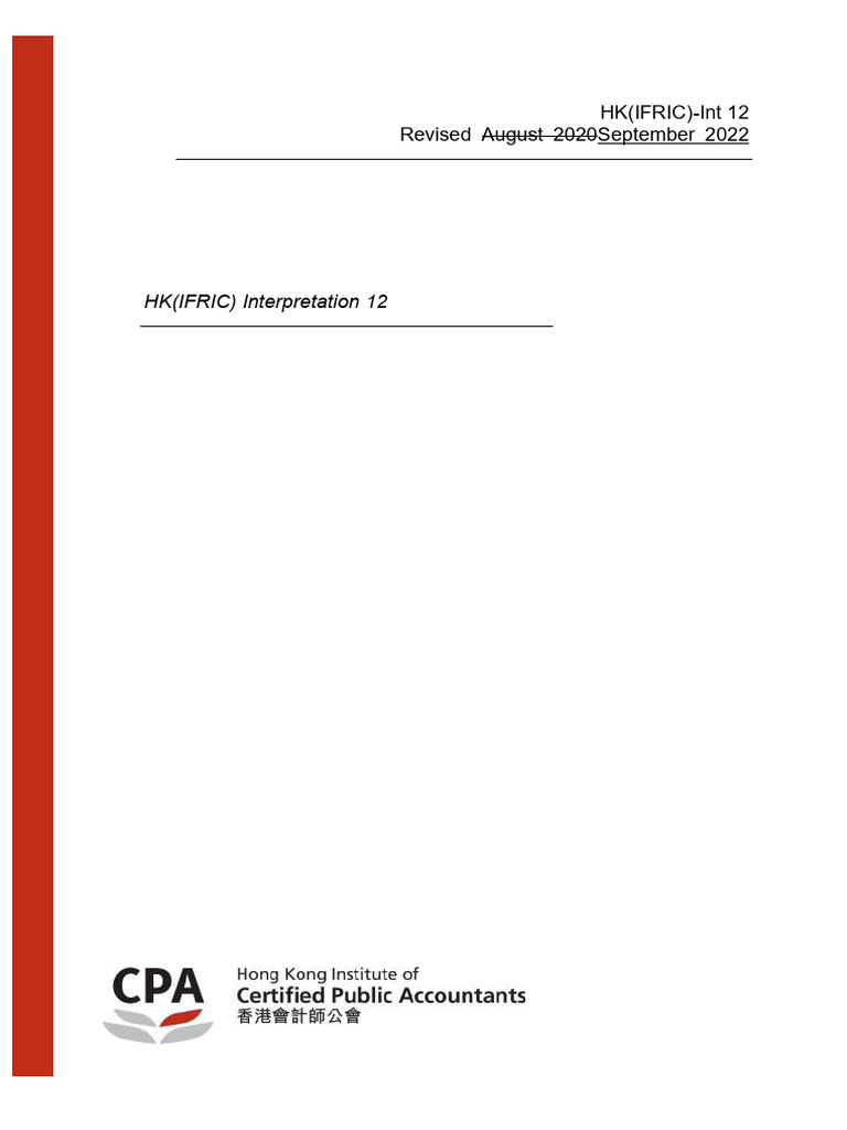 HK(IFRIC) Interpretation 12 Service Concession | PDF | International Financial Reporting ...