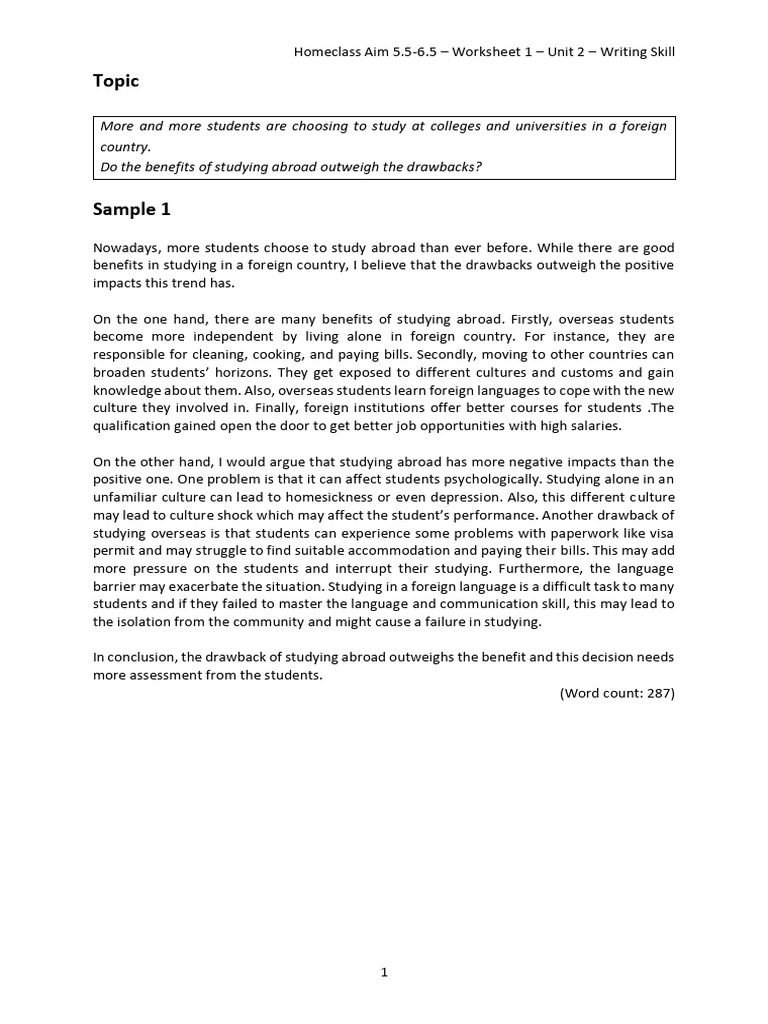 Unit2 Writing Worksheet-1 | PDF | International Student | Cognition