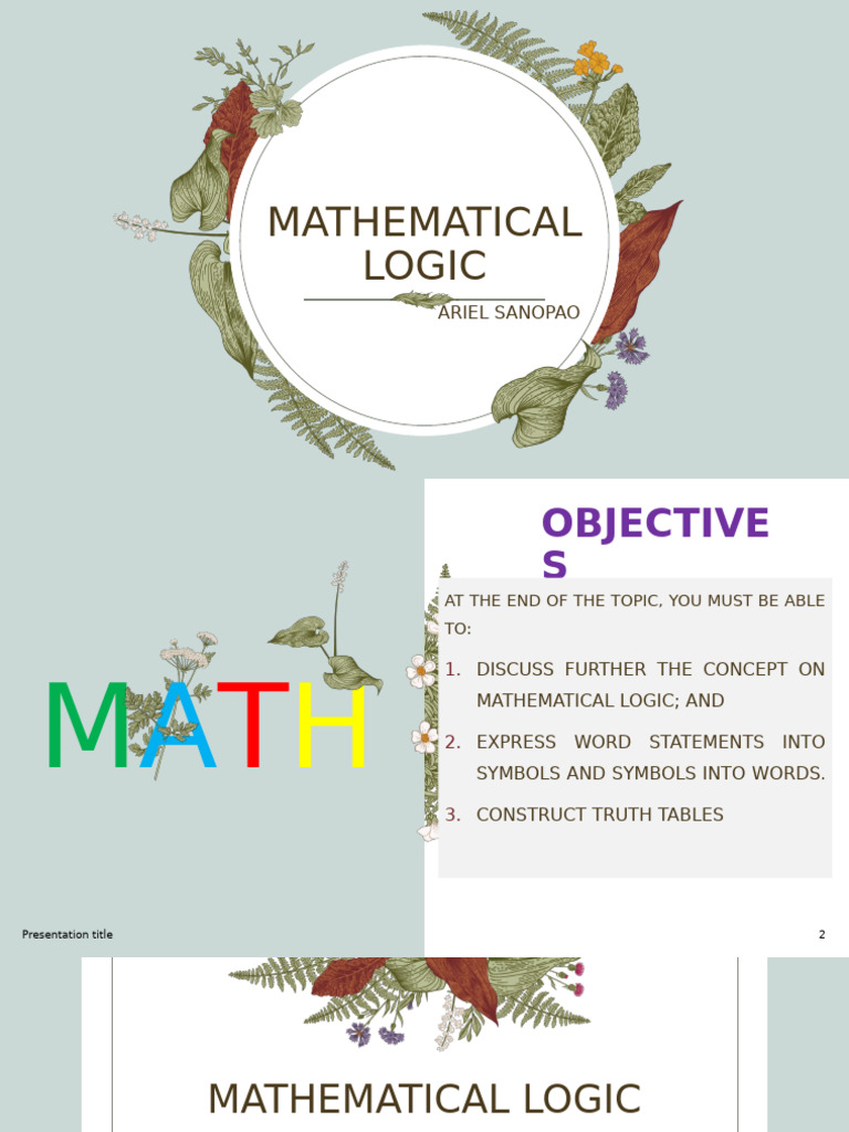 Mathematical Logic 1 | PDF | If And Only If | Mathematical Logic