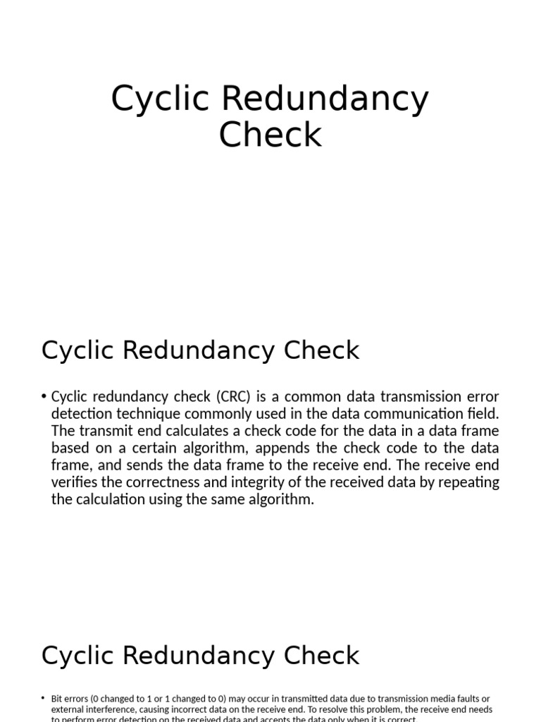 Cyclic Redundancy Check | PDF | Error Detection And Correction | Algorithms
